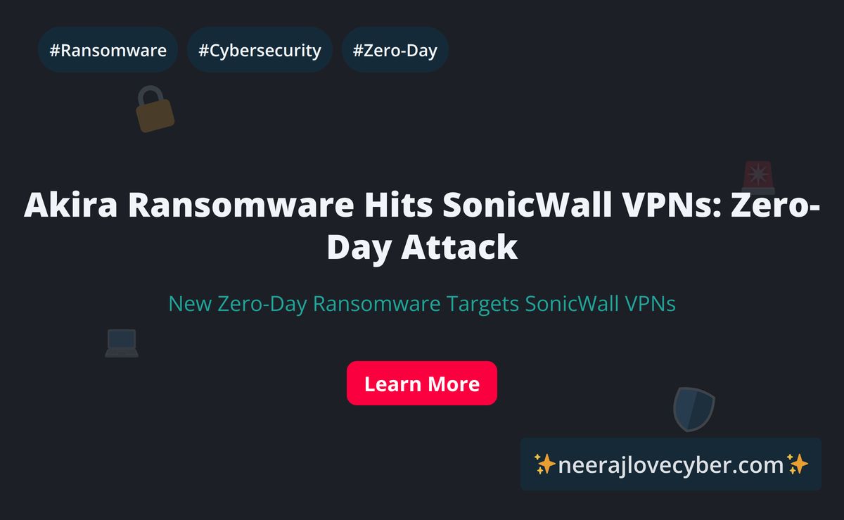 Akira Ransomware Hits SonicWall VPNs in Zero-Day Attack — Neerajlovecyber